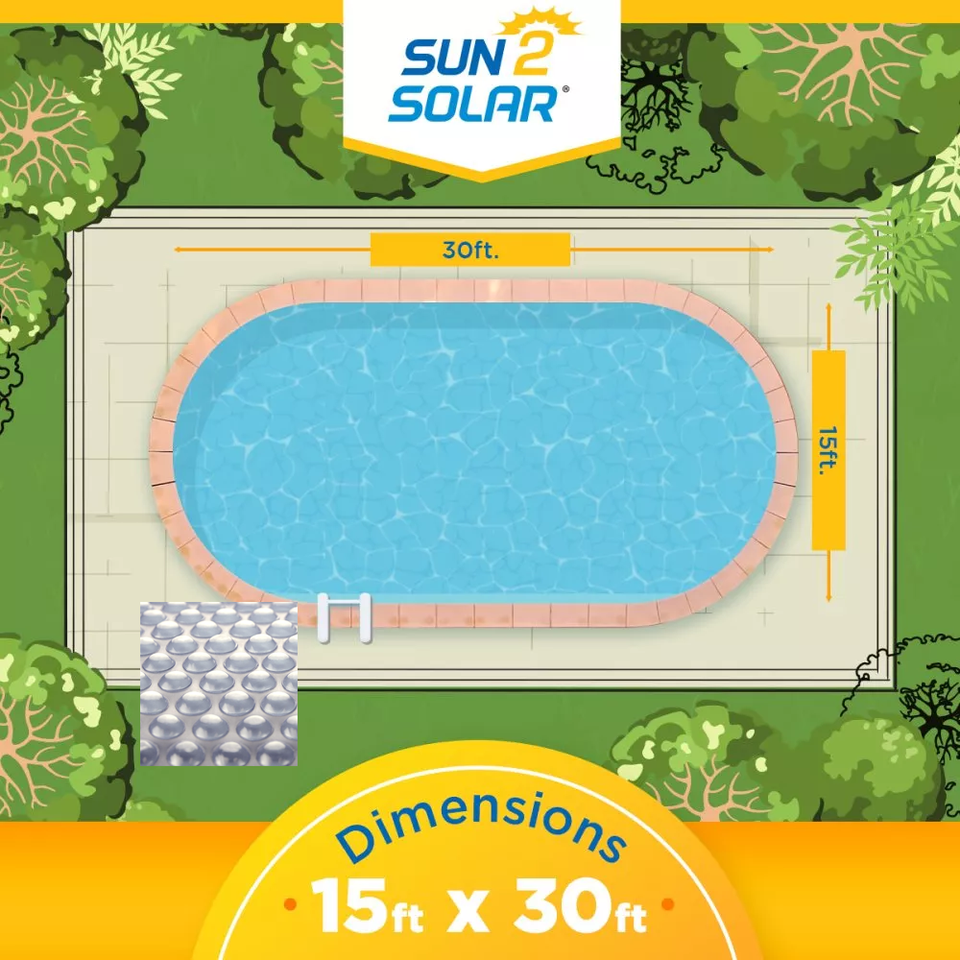 Sun2Solar 1600 Series Clear Oval Swimming Pool Solar Covers - (Choose ...