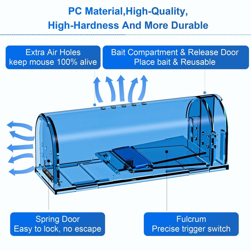 Humane Mouse Traps, Catch& Release, Reusable Rat Traps, Easy to Set and ...