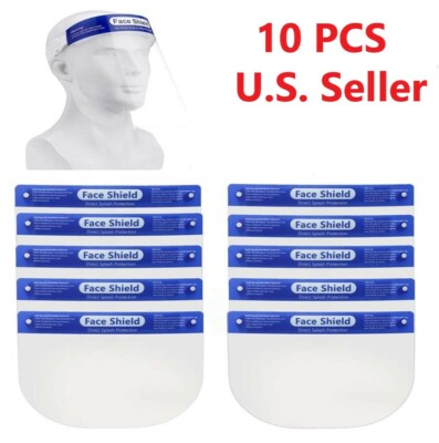 10PCS Safety Full Face Shield Reusable Protection Cover Face Eye ...