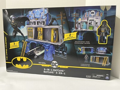 Batman 3 In 1 Batcave Playset & Exclusive 4" Batman Action Figure DC ...