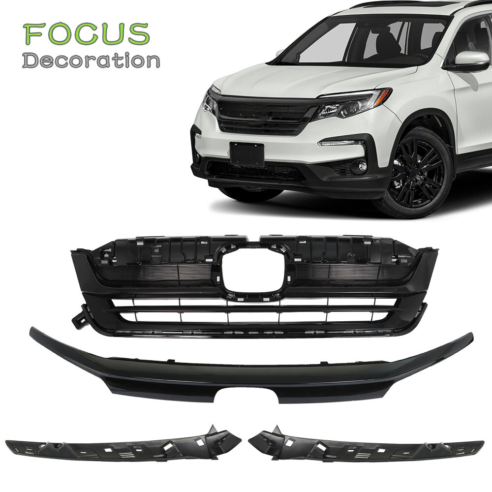 Front Upper Grille Black Trim Grill Assembly For Honda Pilot 2019-2021 ...