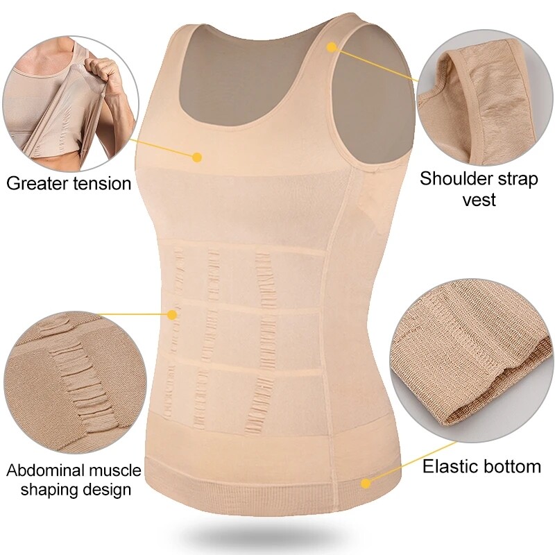 Mens Compression Shirts Sleeveless Body Shaper Base Layer Slimming Tank ...