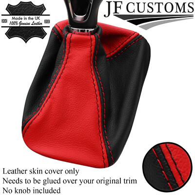 BLACK & RED TOP GRAIN LEATHER SHIFT BOOT FITS VAUXHALL OPEL INSIGNIA ...