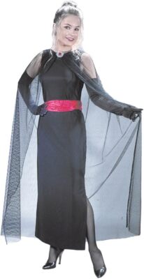 Fishnet Cape Witch Vampire Black Fancy Dress Up Halloween Costume ...