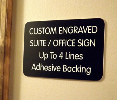 Custom Engraved Black 4x6 Office Suite Sign | Small Business Wall Door ...