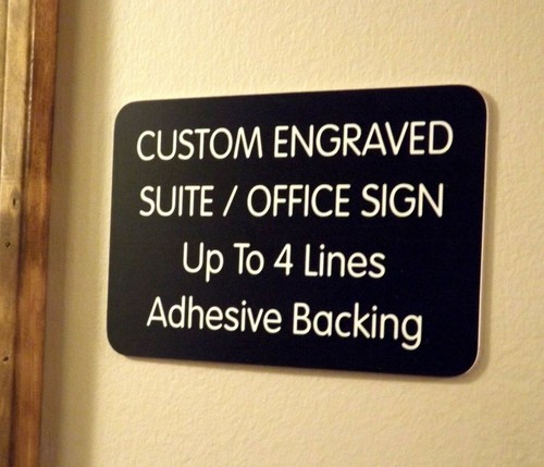 Custom Engraved Black 4x6 Office Suite Sign | Small Business Wall Door ...