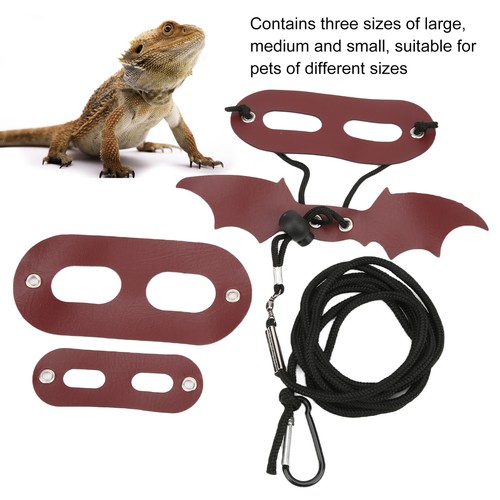 Reptile Harness Adjustable Leather Lizard Traction Rope For Lizards ...