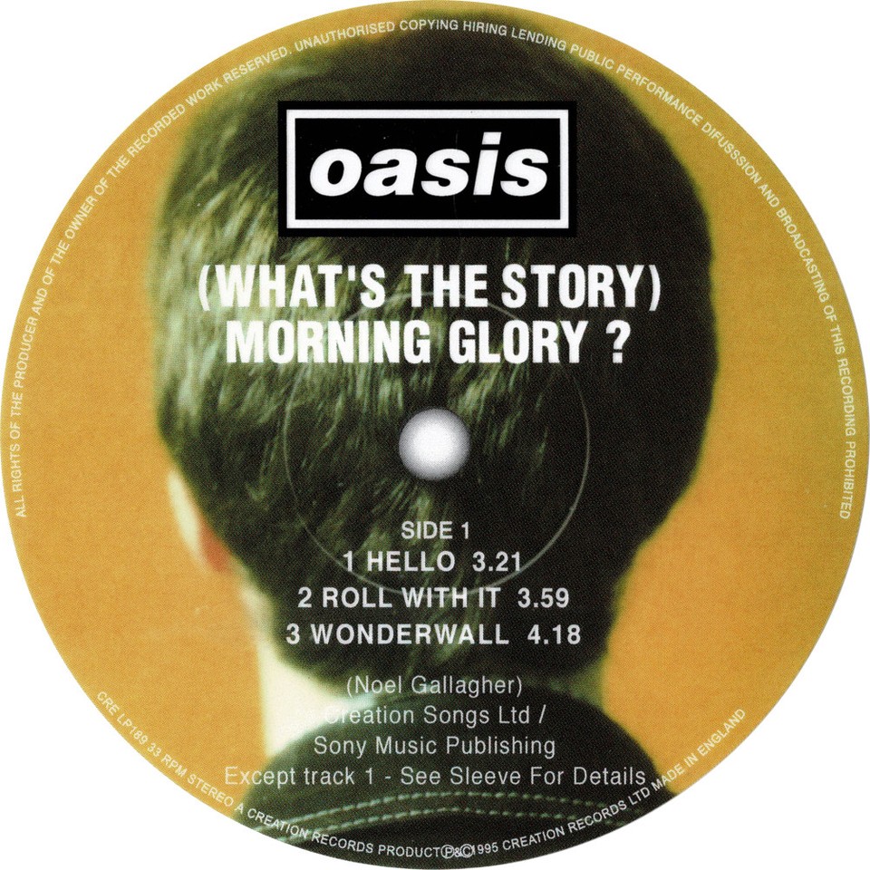 Record label vinyl stickers. Definitely Maybe, Wonderwall, Live Forever ...