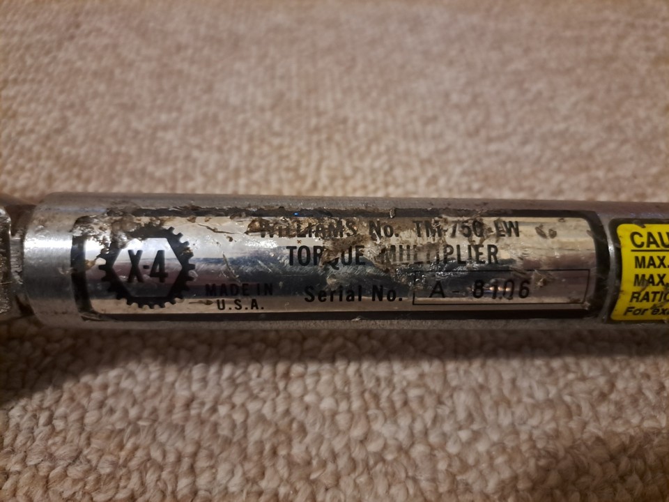 Williams No. TM-750 LW X-4 Torque Multiplier - 1/2" Drive Input 3/4 ...