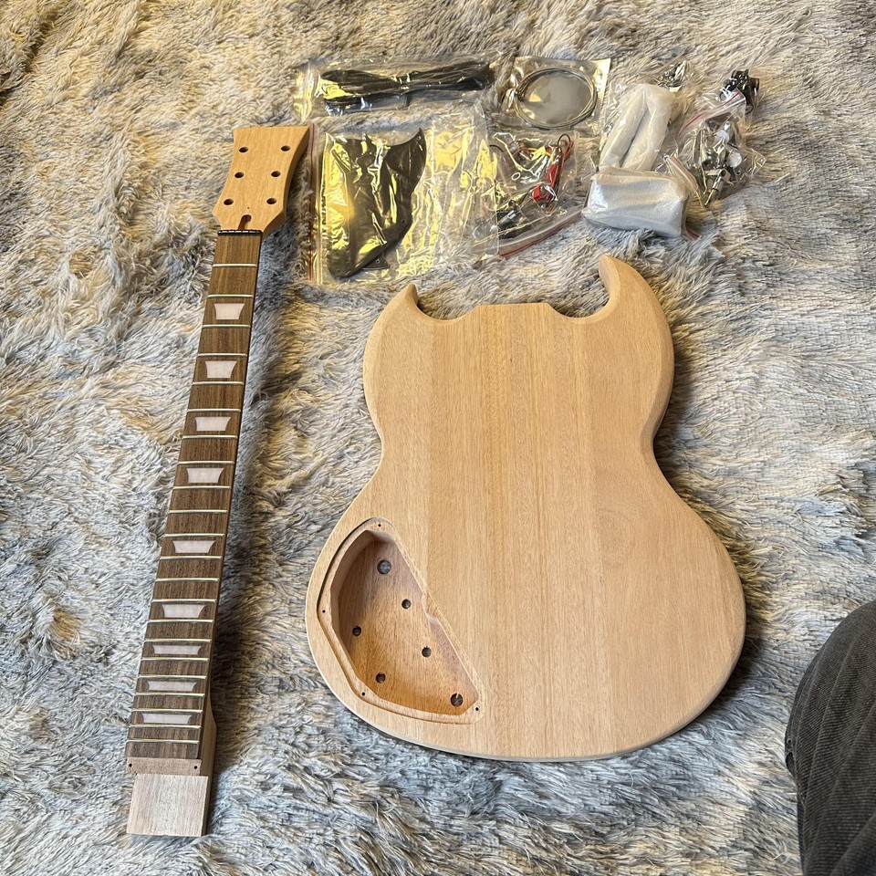 DIY SG Electric Guitar Kit Mahogany Body Rosewood Fretboard HH Pickups ...