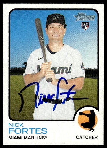 2022 Topps Heritage Baseball Nick Fortes Rookie Auto Miami Marlins #149 ...