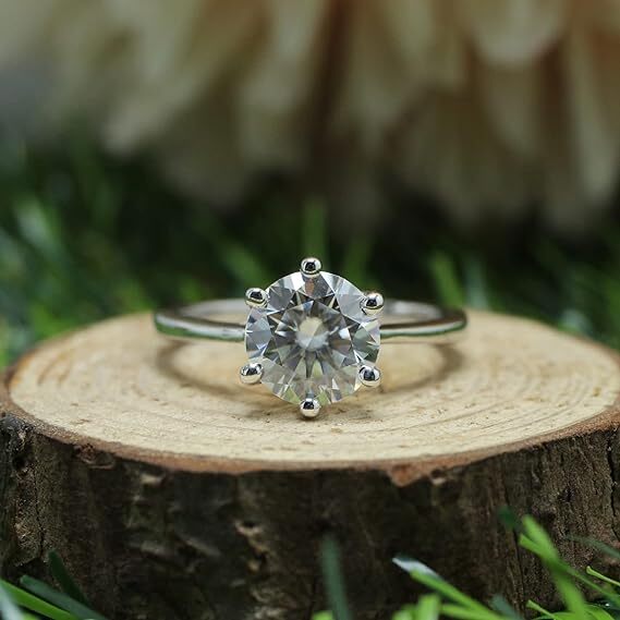 1.75ct Round Cut Lab Created Moissanite Engagement Band Ring 925 ...