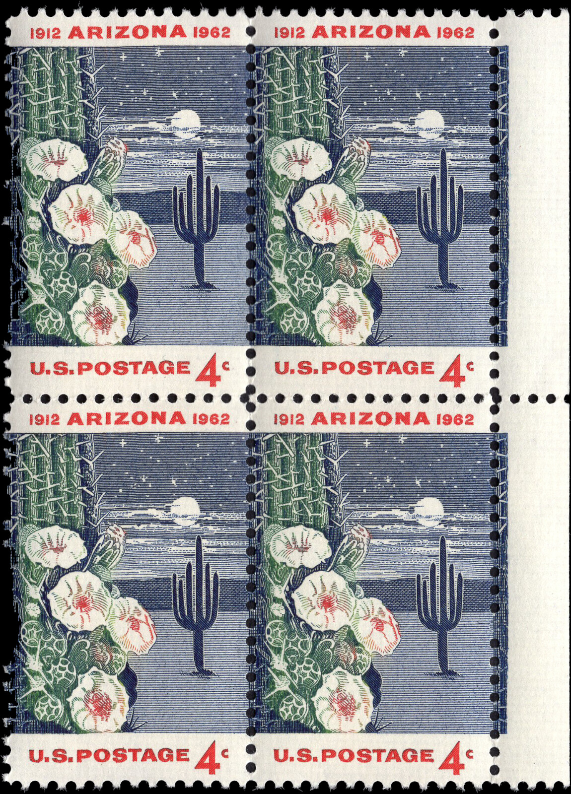 US Scott # 1192, Arizona Statehood 50th, Block of (4) 1962 4¢ Stamps ...