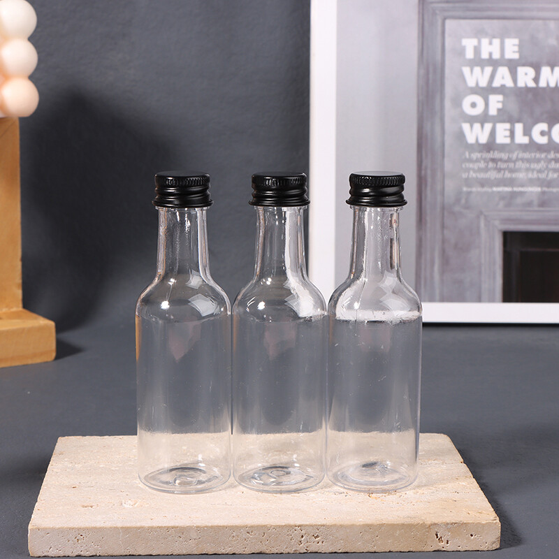 6Pcs 50ml Mini Clear PET Refillable Wine Bottles Small Bottles For ...