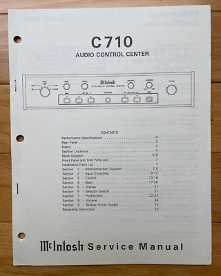 McIntosh C710 Audio Control Center Service Manual original incl ...