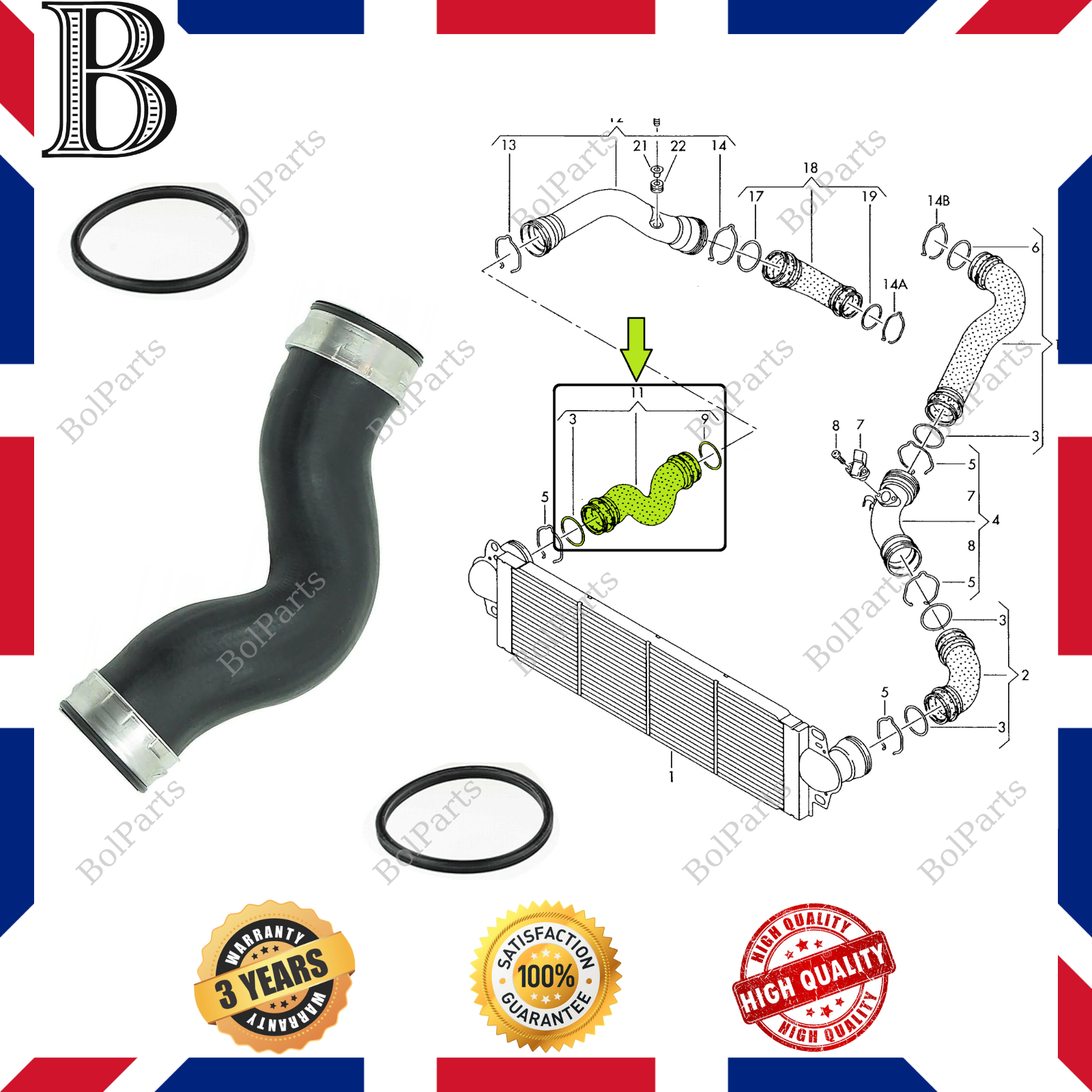 Turbo Intercooler Hose Pipe for VW TRANSPORTER MULTIVAN T5 1.9 TDI ...