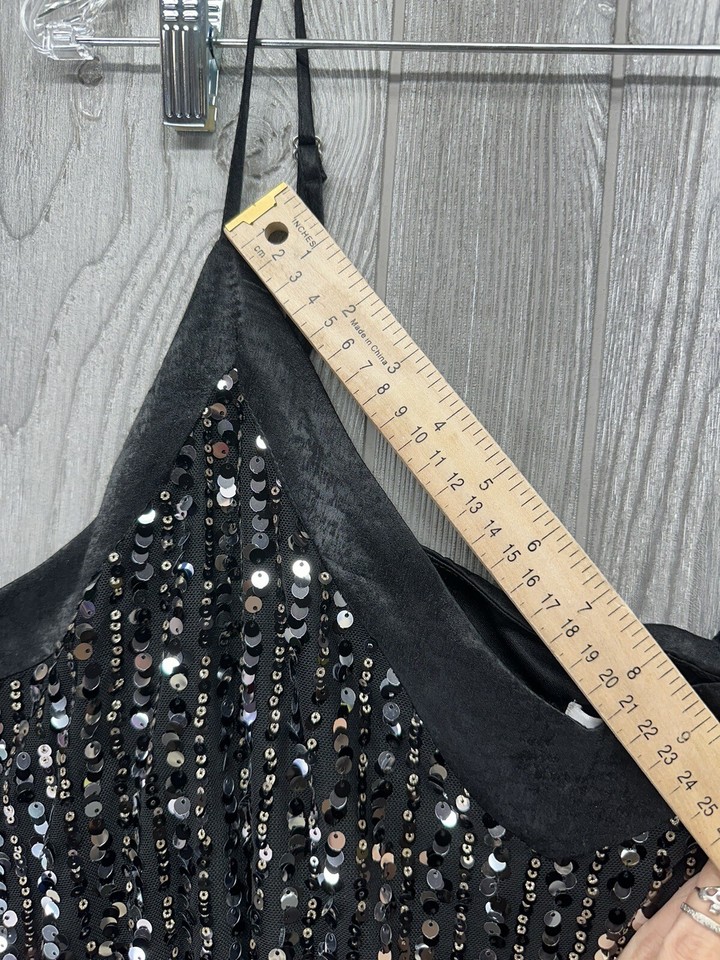 PERFECTLY PRISCILLA Dress Sequin Top Satin Black 3X Elastic Waist ...