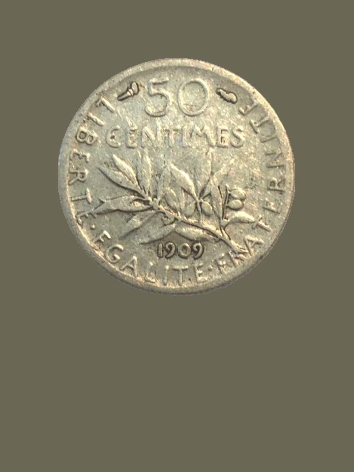1909 France 50 Centimes Silver Coin - F (Fine) condition | eBay