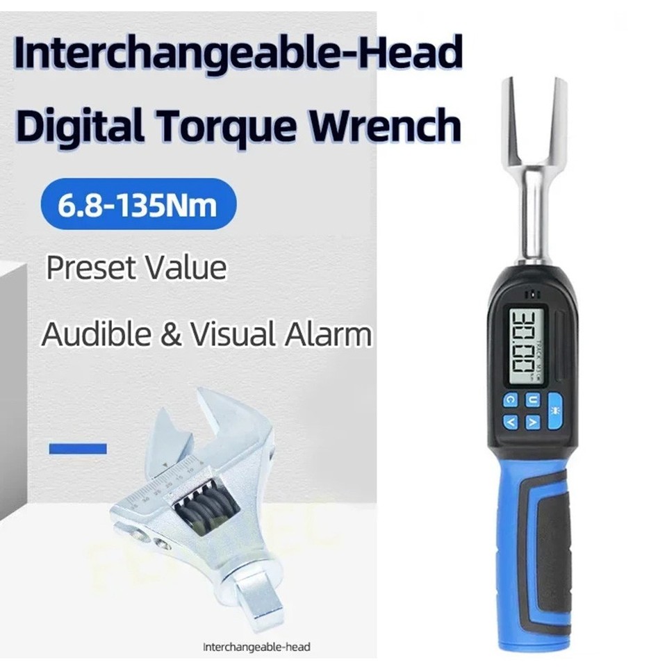 Adjustable Digital Torque Wrench Spanner Head, 6.8-135N.M Electronic ...