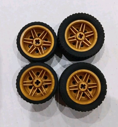 LEGO Rubber TIRE Set 4 Technic with Gold Wheel Lego Size 37 x 22 And 43.2 x 22 | eBay