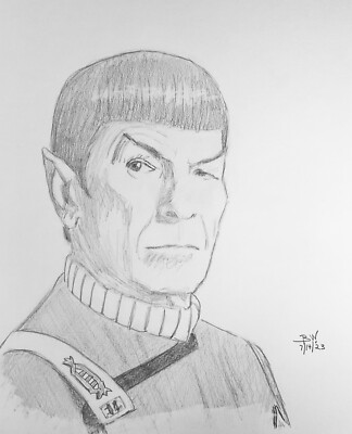 STAR TREK PENCIL DRAWING 11x14 LEONARD NIMOY/SPOCK ORIGINAL PORTRAIT ...