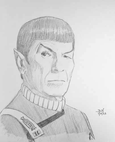 STAR TREK PENCIL DRAWING 11x14 LEONARD NIMOY/SPOCK ORIGINAL PORTRAIT ...