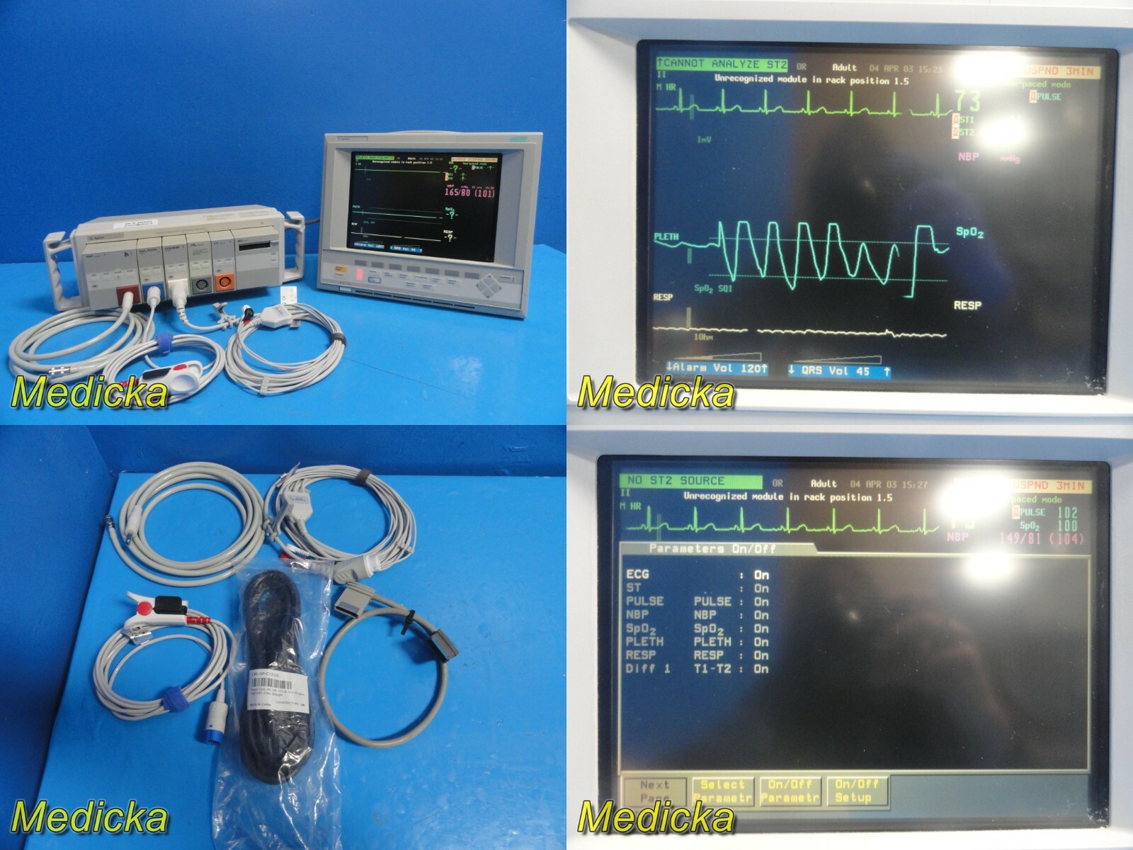 Agilent M1205A/M1204A V24C Patient Monitor (NiBP SpO2 EKG CO2 CO ...