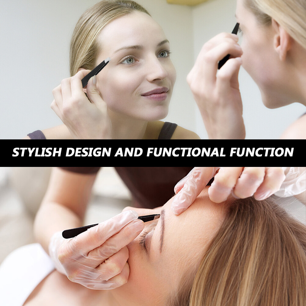 4pcs Eyebrow Tweezer Set Nose Ear With Mirror Case Hair Removal Salon ...