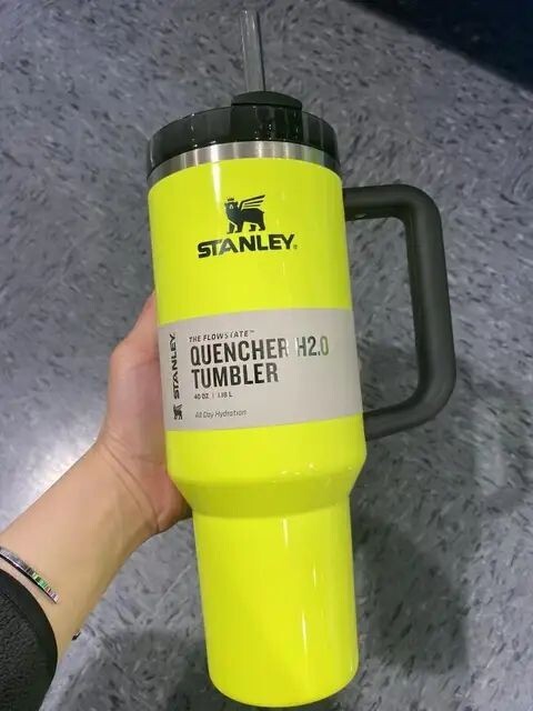 Stanley NEON Yellow Cup 40 oz Quencher H2.0 Stanley Tumbler NEW