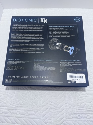 Bio Ionic 10x Ultralight Speed Hair Dryer, Blower, Professional, Black ...