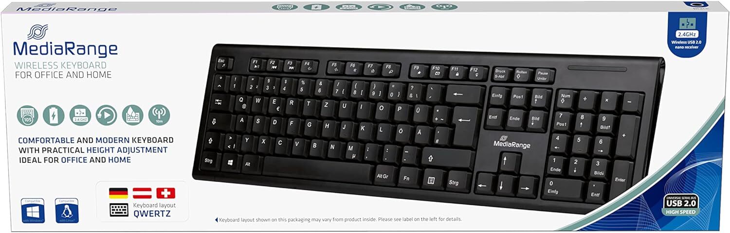 MediaRange Wireless Keyboard QWERTZ Black QWERTZ(DE) | eBay