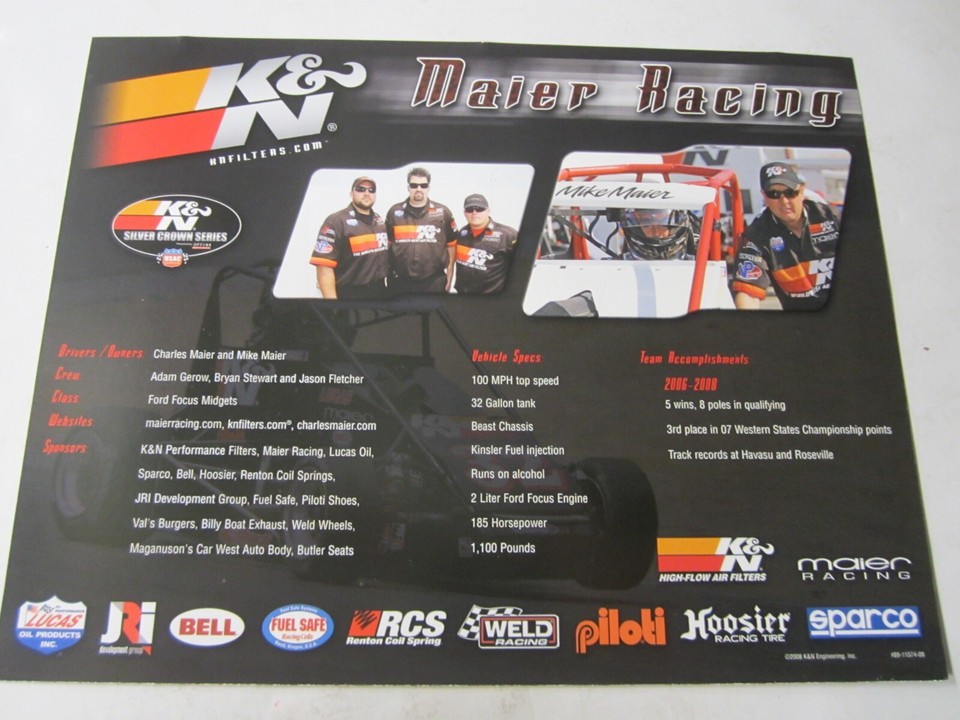 Ford Focus Midget 08 Original Charles/Mike Maier Racing K&N Race Car ...