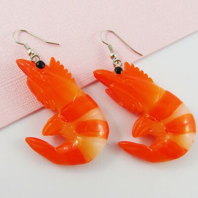 Acrylic Kitsch 3D Aussie Prawn Charm Hook Earrings 65mm | eBay