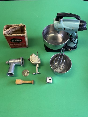 VTG 1950s Green Sunbeam model 12 Mixmaster Stand Mixer w/Beaters & SS ...