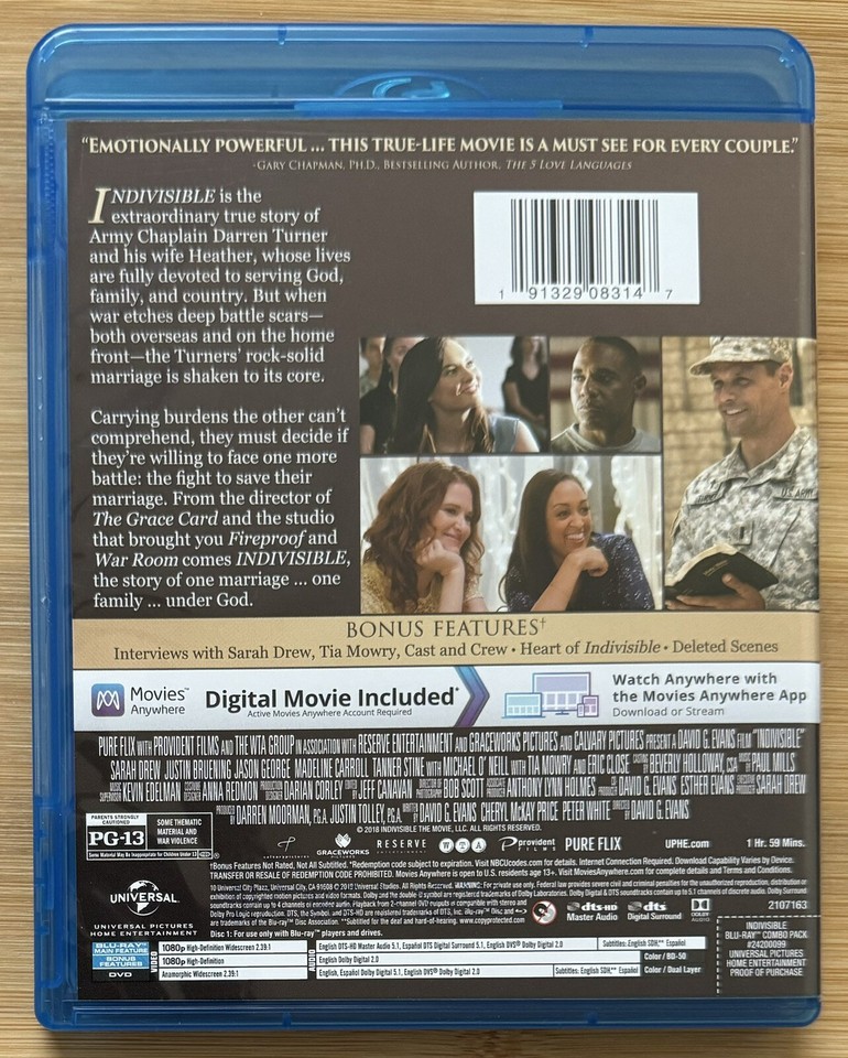 Indivisible (Blu-ray, 2018) Sarah Drew, Justin Bruening, LIKE NEW! 191329083147| eBay