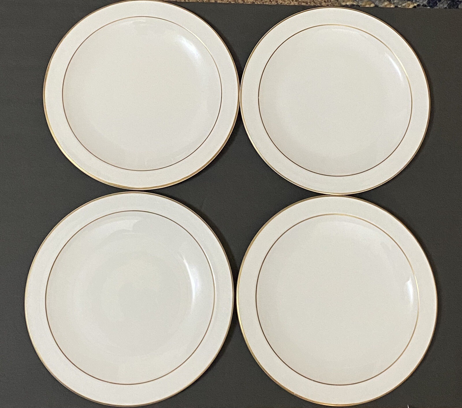 Pyroceram by Corning Dinner Plates White w/Gold Rim Set of 4 | eBay
