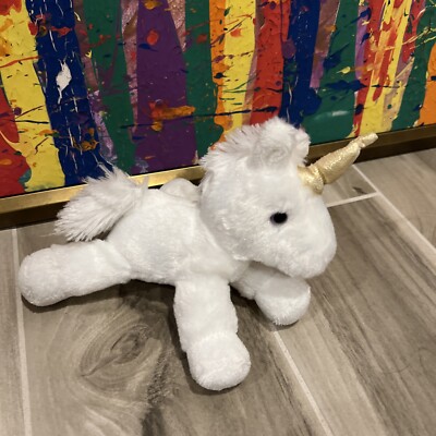 Aurora Plush White Unicorn Gold Horn 6” Lovey Toy Stuffed Animal | eBay