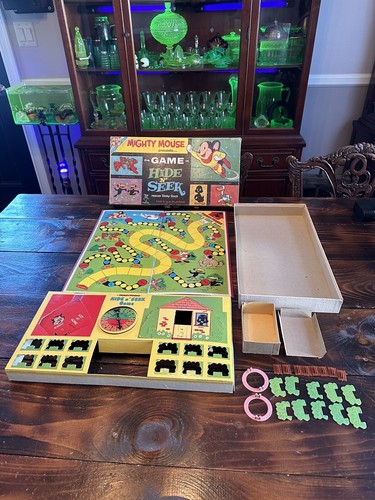 Vintage 1961 Mighty Mouse Hide Seek Board Game Toy Figure Terrytoons ...