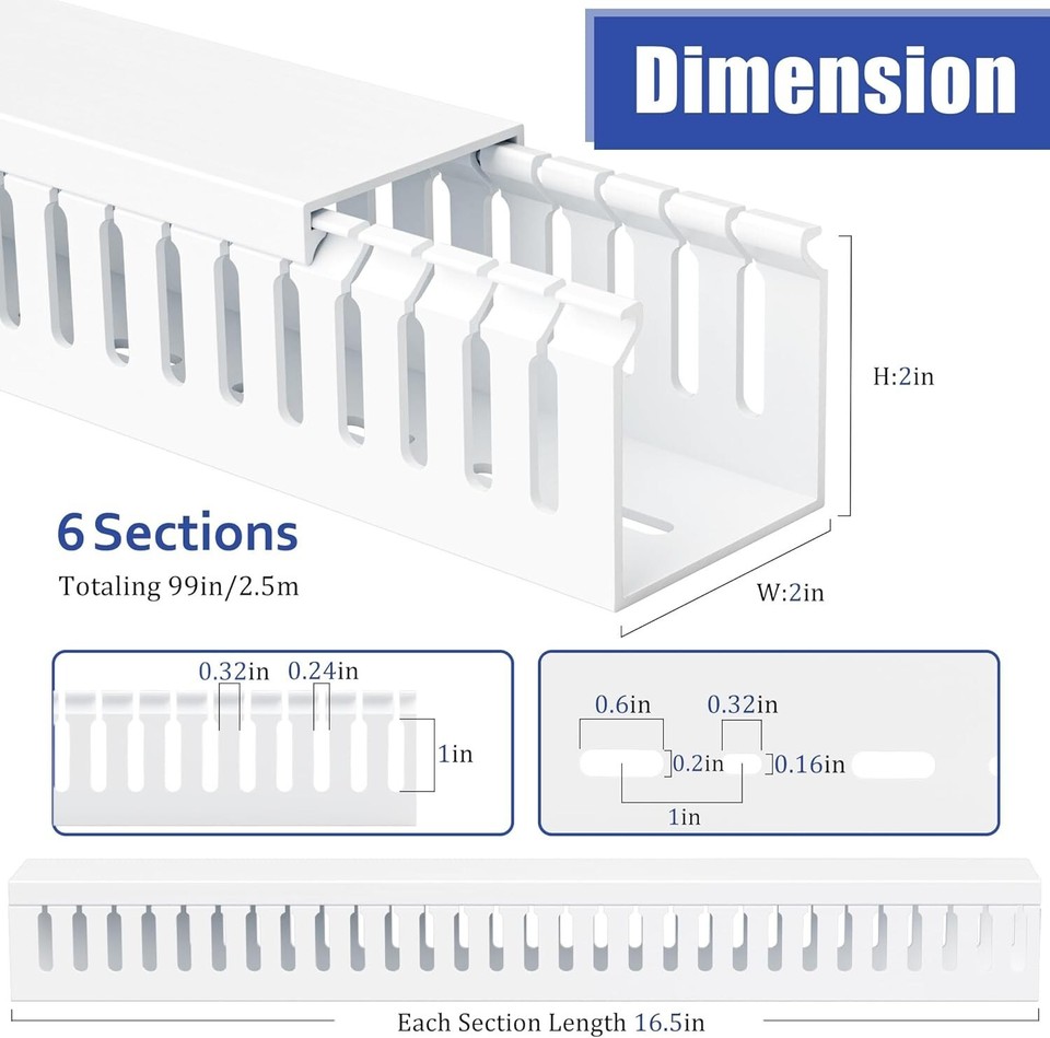 (6X L16.5in) Professional Server Rack Cable Management Raceway,H2 x ...