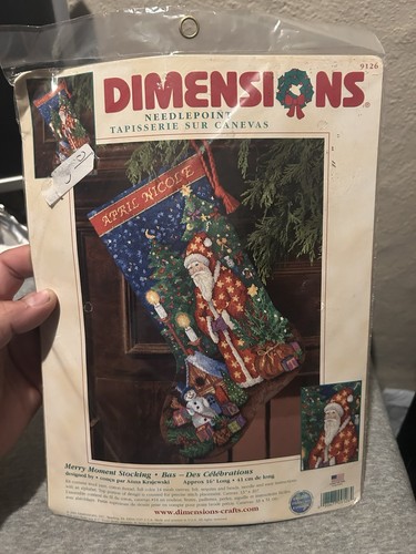 Dimensions Merry Moment Needlepoint Christmas Stocking Kit 9126 Santa ...