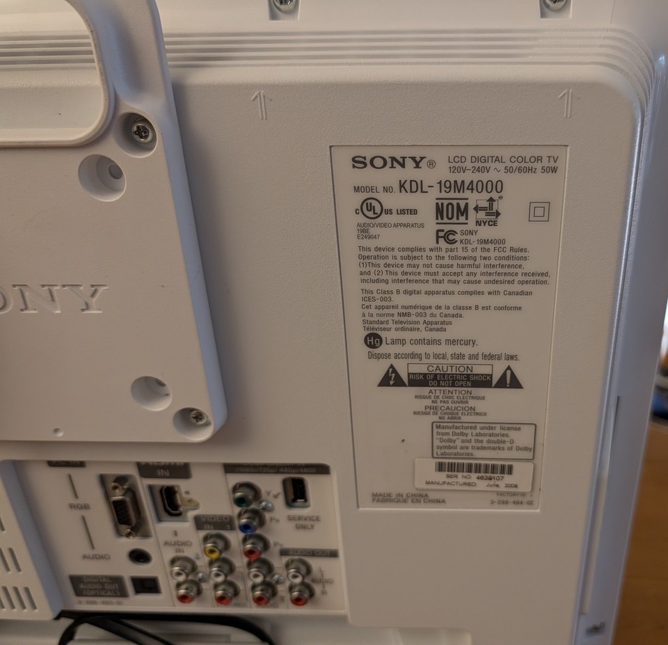Nice Sony Bravia KDL-19M4000 19” 720p LCD TV Vintage Gaming! | eBay