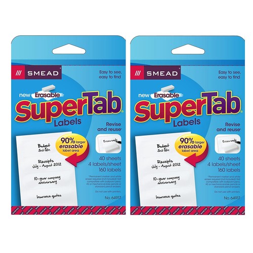 Smead Erasable Super Tab File Folders Labels White 160 Per Pack 2 Packs ...