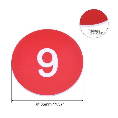 Plastic Number Tag, 1-10 Sign Tag Acrylic Red with Self-Adhesive, 10pcs ...