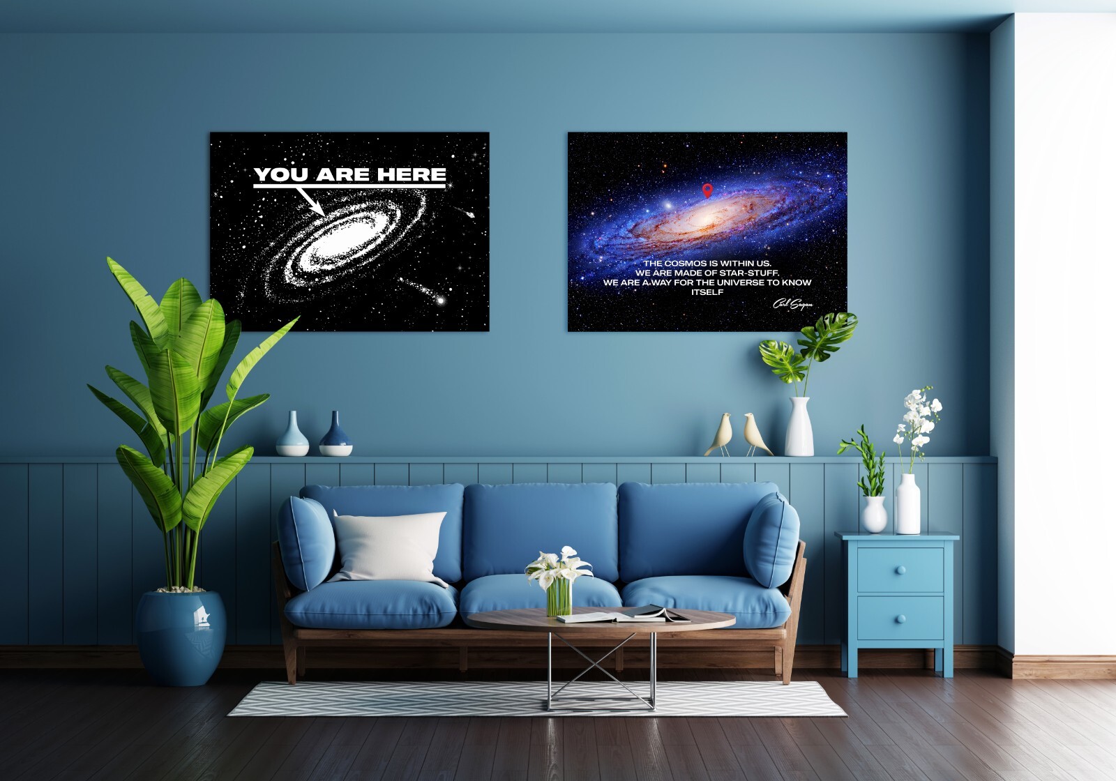 You are here map: Milky Way galaxy map, Carl Sagan quote — space poster ...