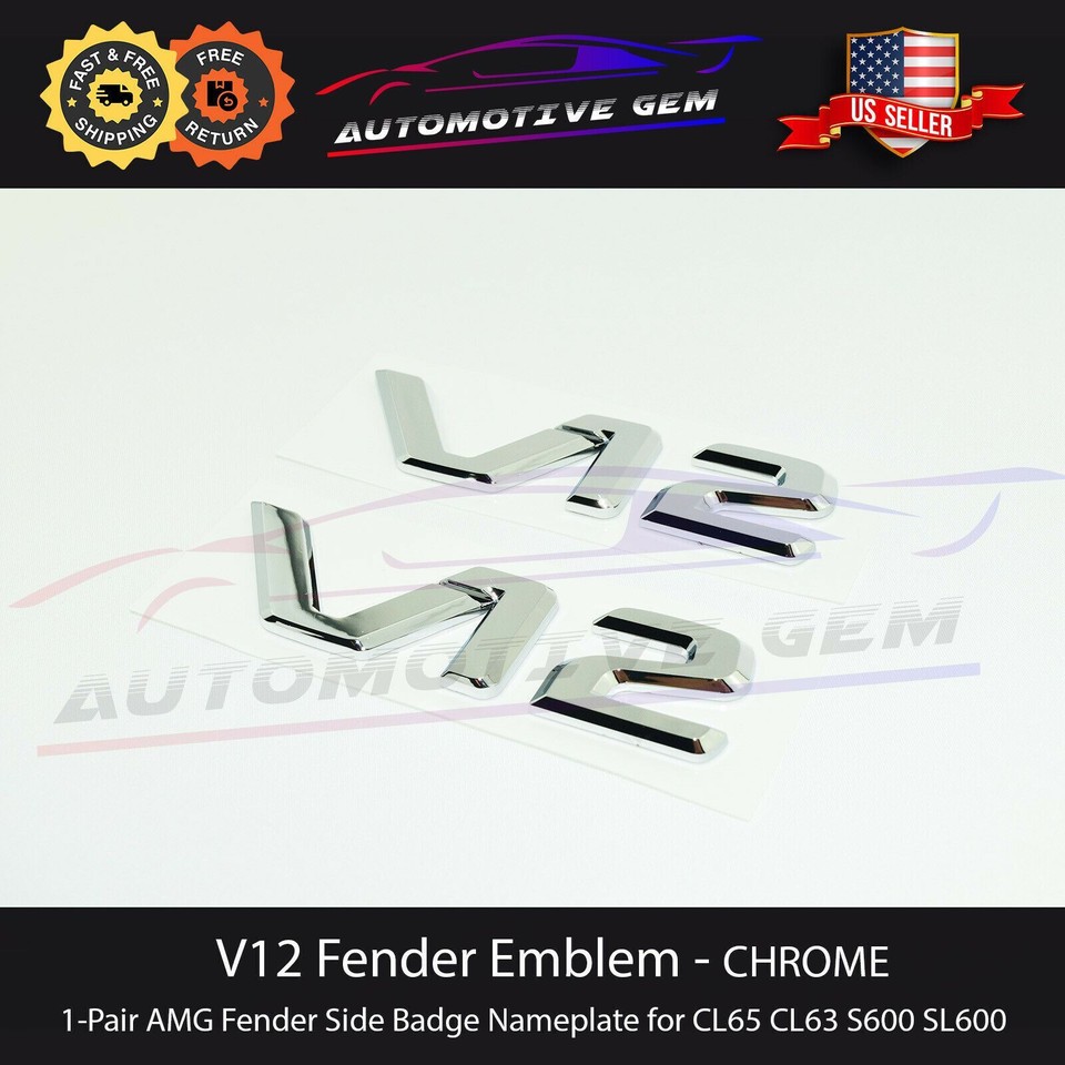 V12 AMG Emblem Fender Side Badge Chrome Nameplate for Mercedes Benz CL ...