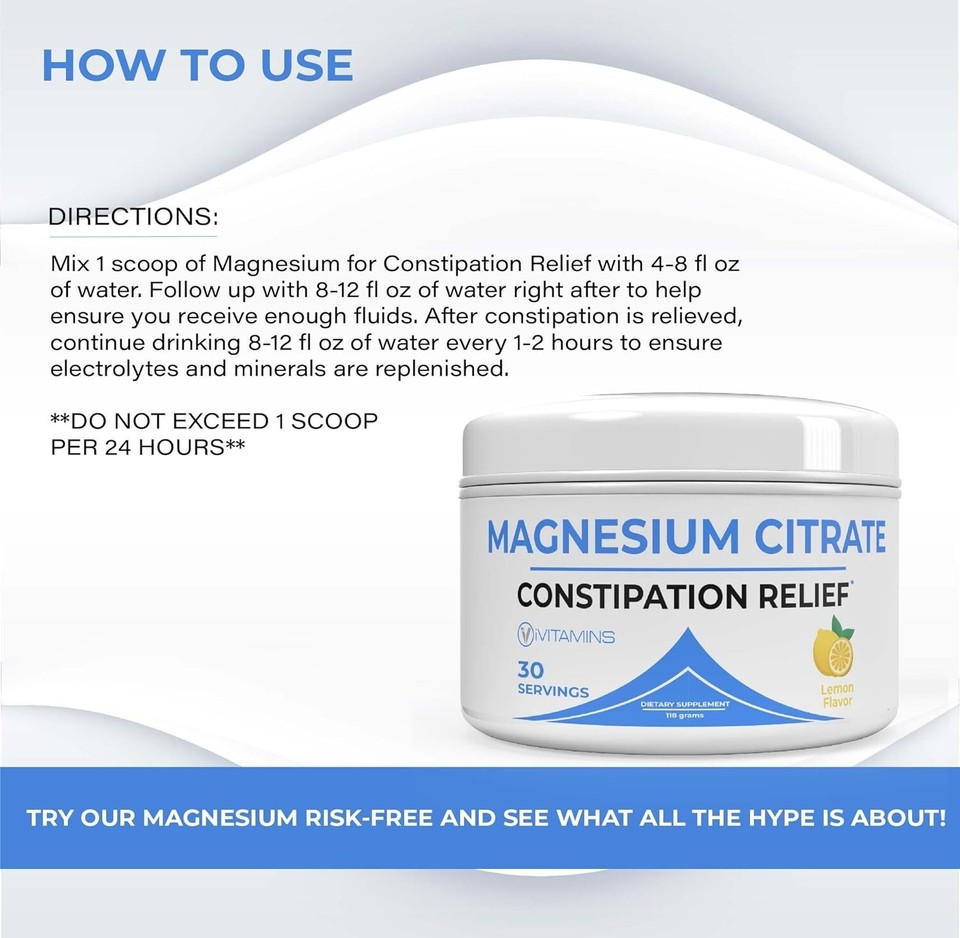 Magnesium Citrate Powder Laxatives for Constipation Vegan, Gluten Free ...