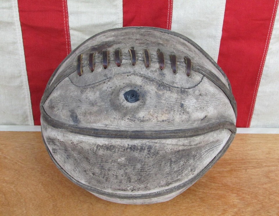 Vintage 1920s Antique Leather Basketball Laces Outseam Display Ball ...
