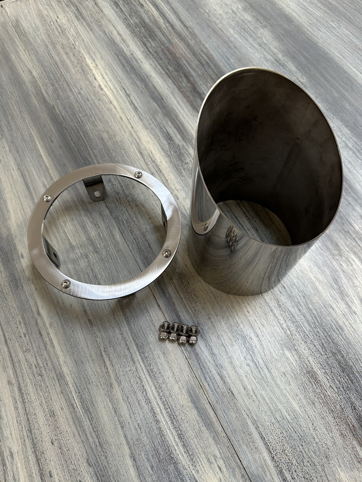 Universal Diesel Hood Stack Ring And Tip. Polished 6” Miter Cut With ...