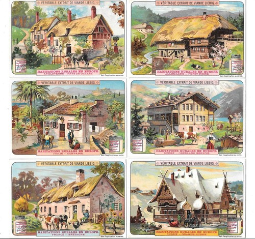 LIEBIG TRADE CARDS, EUROPEAN RUSTIC DWELLINGS 1905 Set of 6 Cards (S807 ...
