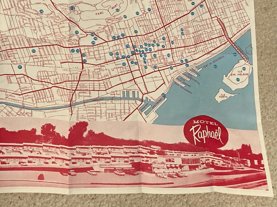 Vintage 1950's MOTEL RAPHAEL Montreal, Canada Travel Brochure Souvenir ...